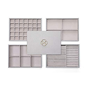 Vlando NEW Miller Jewelry Trays Stackable Showcase Display Drawer Organizer Storage- Multi-Purpose,Multiple Combinations, Large Capacity Multi-Layer Design and Fashion(Grey)
