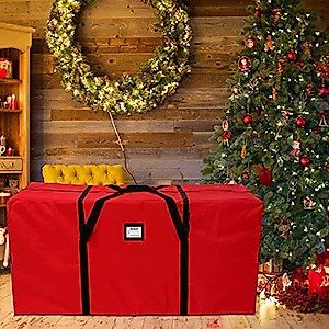 AerWo Christmas Tree Storage Bag Extra Large Christmas Storage Containers, Fits Up to 9 Ft Artificial Trees, Heavy-Duty Waterproof 600D Oxford Xmas Holiday Tree Storage Bag (65” x 31” x 15”, Red)