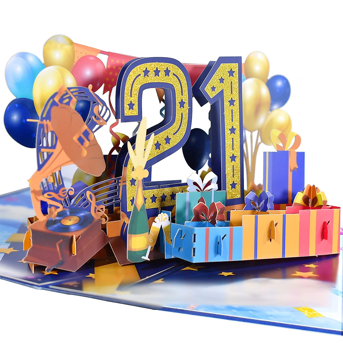 Greeting Art 21st Birthday Pop Up Card, Laser Cut, 3D Design, Includes Envelope