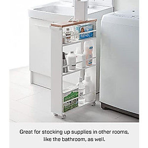 YAMAZAKI home Tower Rolling Slim Storage Cart With Handle White