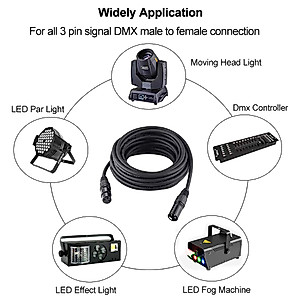 Eyeshot 25ft / 7.62m DMX Cable, 4 Packs 3 Pin DMX Cables DMX Wires, DMX512 XLR Male to Female Stage Light Signal Cable with Metal Connectors, Connection for Stage & DJ Lighting fixtures