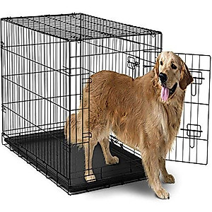 Dog Crates for Extra Large Dogs - XL Dog Crate 42" Pet Cage Double-Door Best for Big Pets - Wire Metal Kennel Cages with Divider Panel & Tray - in-Door Foldable & Portable for Animal Out-Door Travel