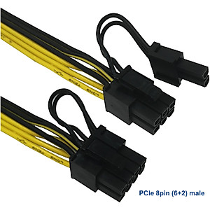 (2-Pack) COMeap CPU to GPU, CPU 8 Pin Female to Dual PCIe 8 Pin (6+2) Male Splitter Cable for Graphics Card BTC Miner 9-inch (23cm)