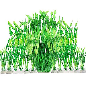 MyLifeUNIT Artificial Aquarium Plants, 13 Pack Plastic Seaweed Water Plants for Fish Tanks (Green)