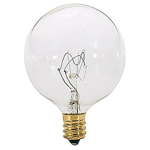 Satco 25G16 1/2 Incandescent Globe Light, 25W E12 G16 1/2, Clear Bulb [Pack of 12]