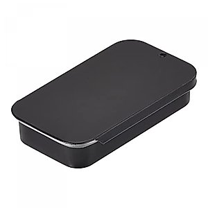 uxcell Metal Tin Box, 4pcs 2.36" x 1.18" x 0.43" Rectangular Empty Tinplate Storage Containers with Sliding Lids, Black