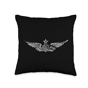 Custom Army Designs US Army Senior Aviator Badge-Pilot Wings Vintage Look Throw Pillow, 16x16, Multicolor