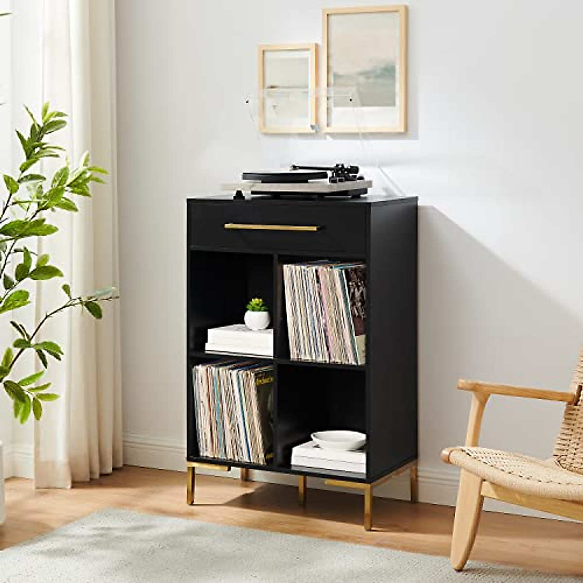Crosley Furniture Juno Record Storage Cube Bookcase, Black