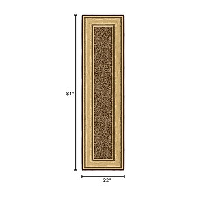 Ottomanson Ottohome Non-Slip Rubberback Bordered Design 2x7 Indoor Runner Rug, 1'10" x 7', Brown