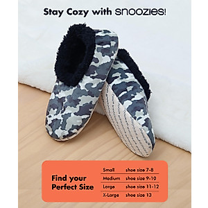 Snoozies Winter House Slippers with Sherpa Fleece Lining and Non-Skid Sole Mens Slippers Size 9-10 (Camo Grey, Medium)