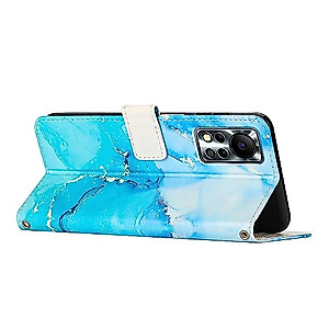 Phone Back Cover Compatible With Infinix Hot 11s NFC Card Slot Holder Flip Phone Case Marble Wallet Phone Case Compatible Wrist Strap Phone Leather Case Compatible With Infinix Hot 11s NFC Case Cover