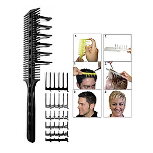 CombPal Scissor Clipper Over Comb Hair Cutting Tool - Barber DIY Home Hair Trimming Guide Comb Set (Classic Set, Black)