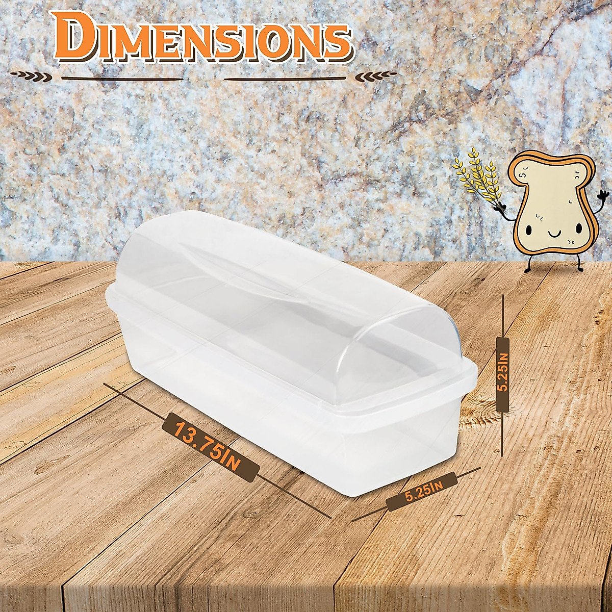 Home-X Transparent Plastic Bread Box