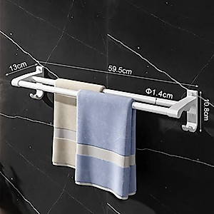 Bath Towel Bar White Towel Rack, Space Aluminum Towel Rail, Double Rod Toilet Towel Rail, Bathroom Hanger Bar Towel Holder (Color : 60CM)