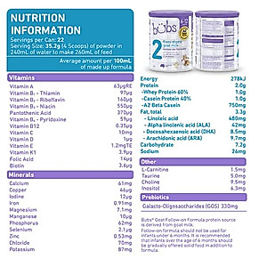 Bubs Goat Milk Follow-On Formula Stage 2, Babies 6-12 months, Made with Fresh Goat Milk, 28.2 oz