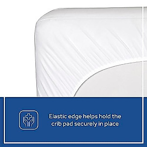 Sealy Allergy Protection Plus Waterproof Fitted Toddler Bed and Baby Crib Mattress Pad Cover Protector, Noiseless, Machine Washable and Dryer Friendly, 52" x 28" - White