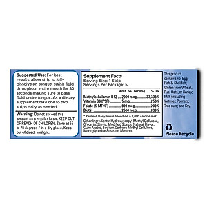 Essential Source Vitamin B12 Strips - Energy Supplement with 2000mcg of Methylcobalamin, B6, Folate & Biotin - Support Nerve & Brain Health, Stress Relief, Sleep - Winter Berry Flavor - 5 Day Supply