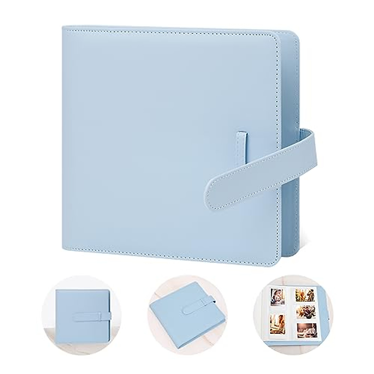 360 Pockets Photo Album for Fujifilm Instax Mini 12 11 9 8+ 8 90 40 EVO LiPlay Instant Camera, For Polaroid Snap/PIC-300/Z2300/ SocialMatic Instant Cameras & Zip Instant Printer (Pastel Blue)