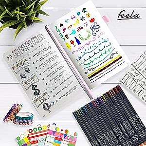 feela Dotted Journal Kit, Dot Grid Journal Hardcover Planner Notebook Set For Beginners Women Girls Note Taking with Journaling Supplies Stencils Stickers Pens Accessories, A5, 224 Pages, Teal