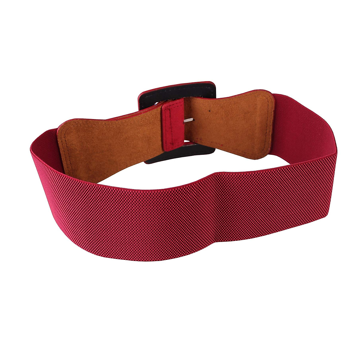 Aecibzo Women's Wide Elastic Waist Belt Waistband Plus Stretchy Cinch Belts (Fit waist 27"-33.5", Red)