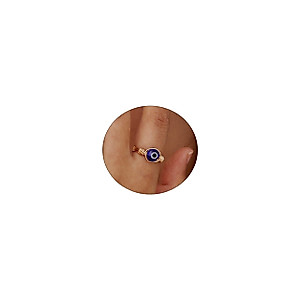 ASCOMY Delicate Evil Eye Ring for Women 14K Gold Plated Handmade Dark Blue Evil Eye Rings Stackable Turkish Faith Protection Wrapped Ring Everyday Jewelry Gifts Size 9
