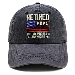 Retirement Gifts for Men Women, Retired 2024 Not My Problem Anymore with American Flag Hat, Happy Retirement Party Decorations Baseball Cap, Birthday Gift for Veterans Dad Mom Grandpa Grandma Friend