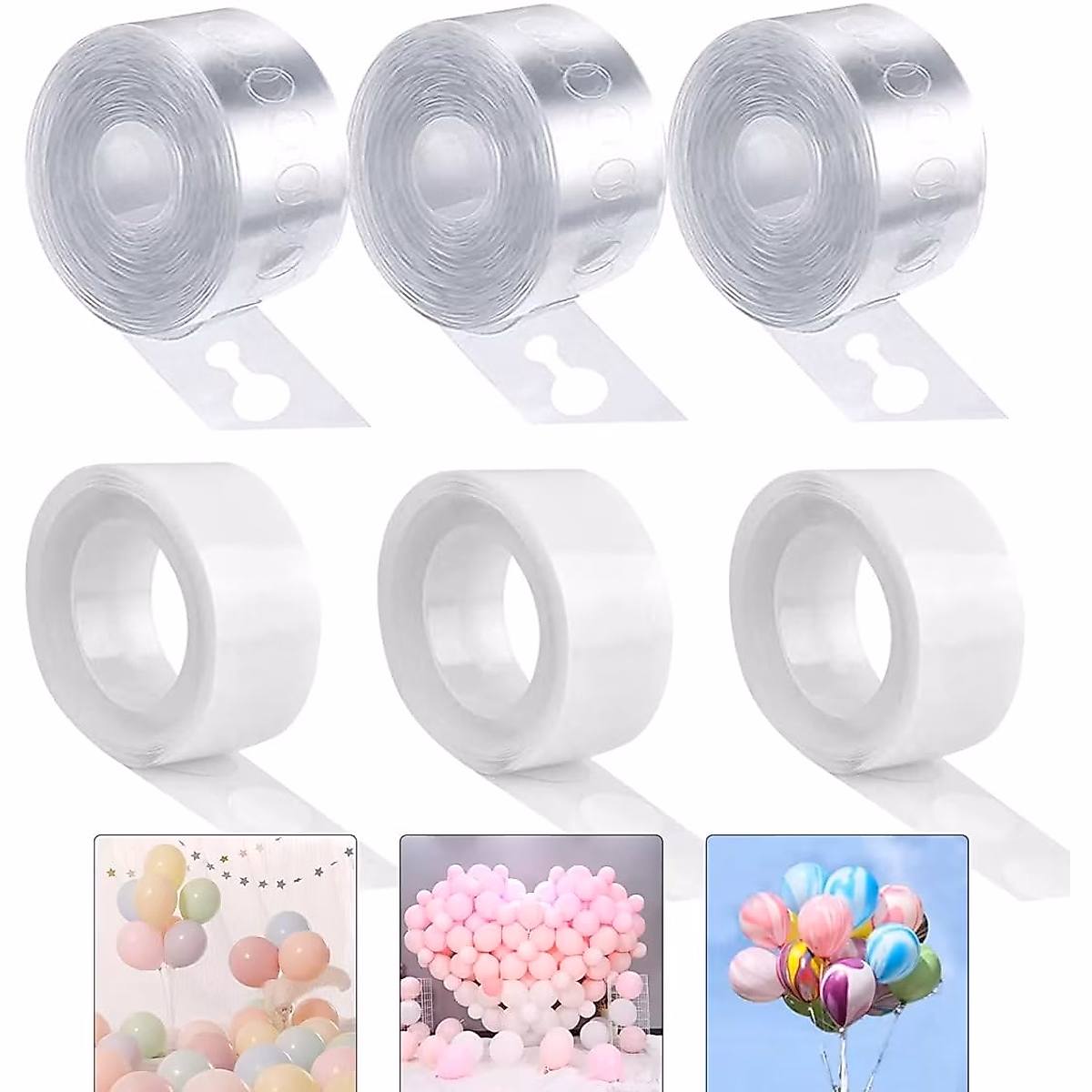 Balloon Decorating Strip Kit for Arch Garland with 2 Pcs Balloon Ribbon, 2 Pcs Tying Tool, 2 Ballon Flower Clip for Party Wedding Birthday Baby Shower DIY