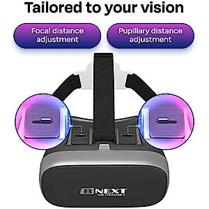 Bnext VR Headset Compatible with iPhone & Android - VR Headsets - Universal Virtual Reality Goggles for Kids&Adults - Your Best Mobile Games 360 Movies w/Soft & Comfortable New 3D VR Glasses (Silver)