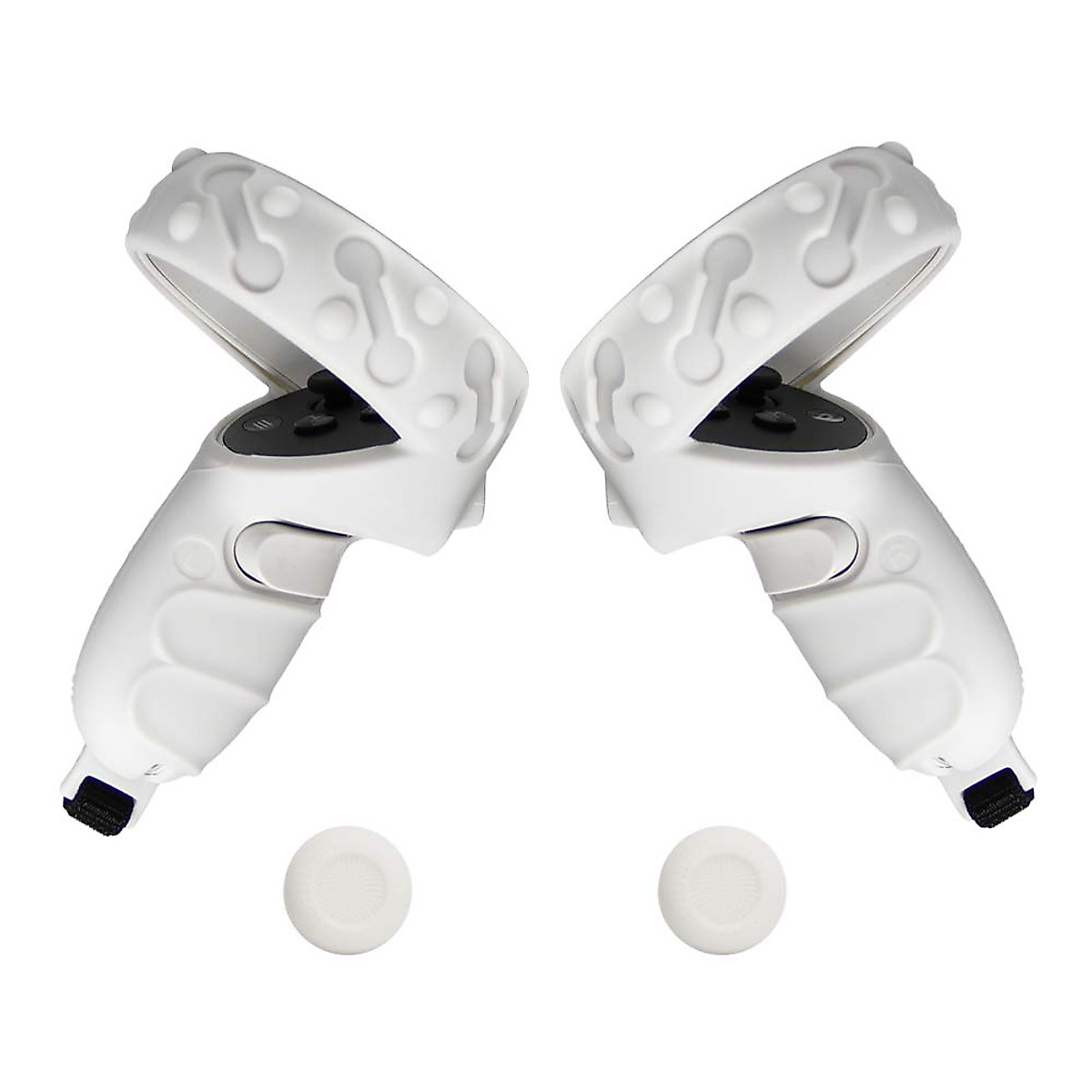 VRbrother Controller Grip Cover for Oculus Quest 2,Polka Dot Design Protect the Controllers from being Dropped and Bumped,Anti-Throw Hand Strap Adjustable Wrist Knuckle Strapstrap,VR Accessories,White