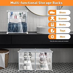 CHALIGHT 12-Tier Shoe Rack - 72 Pairs Shoe Storage Organizer - Stackable, Portable Cabinet (3-Tier Box x 12)