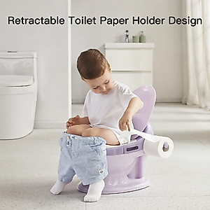 Toddler Potty, Gromast Baby Potty Training Toilet with Padded PU Seat and Removable Potty, Installation-Free Baby Toilet (Purple)