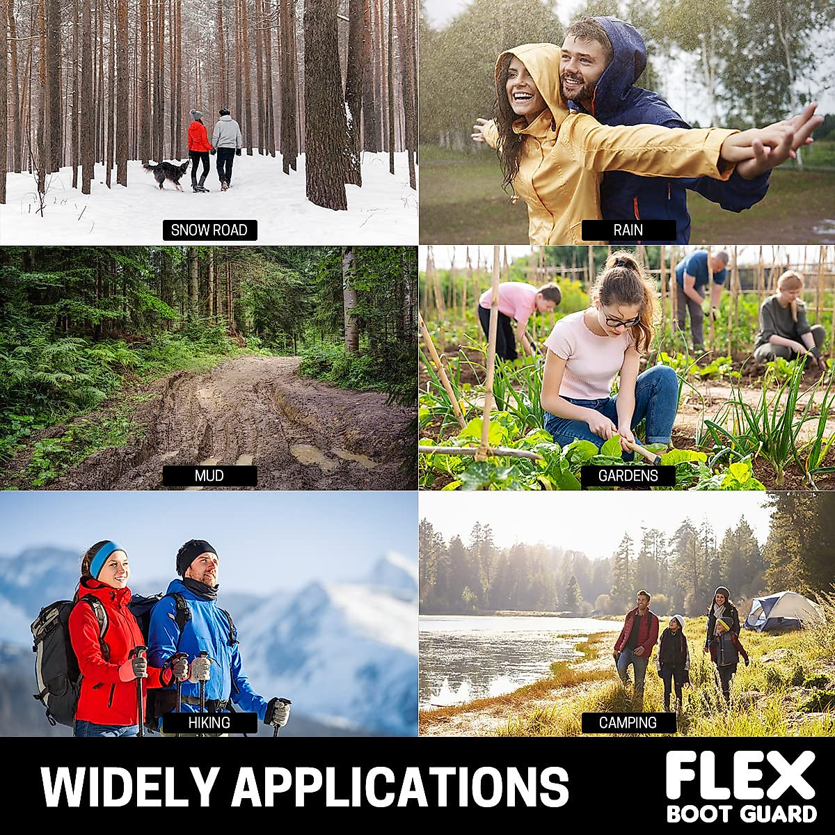 FLEX BOOT GUARD Compatible with UGG Boot, Waterproof Silicone Rubber Shoe Covers, Reusable Upgraded Overshoes, Non-Slip Washable for Women, Men (S (Women 7-9), Chestnut)