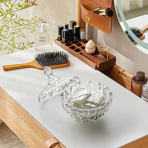 ComSaf Large Christmas Glass Candy Dish with Lid (6 1/2 inch), Clear Covered Candy Bowl, Crystal Candy Jar, Decorative Candy Server for Home Kitchen Office Table, Set of 1