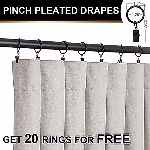 100% Blackout Shield Linen Blackout Curtains 108 Inches Long 2 Panels Set, Clip Rings/Rod Pocket Blackout Curtains No Light, Black Out Curtains & Drapes for Bedroom, 50 inches Wide Each Panel, Beige
