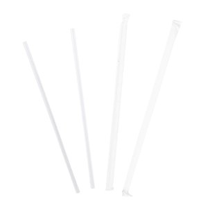 AmerCare 9 Inch Jumbo Clear Paper Wrapped Straws, Case of 12,000