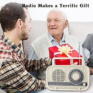 Audiocrazy Radio with Bluetooth, Radio Portable AM FM, Plug in Wall and Play, or AA Battery Operated Radios, Best Reception Vintage Retro Radio Built in Clear Speaker Headphone/AUX in Jack Yellow