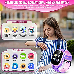 Kids Smart Watch Gift for Girls Age 4-12, Smart Watch for Kids Boys Girls Toys for Kids with HD Touchscreen 20 Puzzle Games Camera Video, Music Player, Alarm Clock Calendaring (Purple)