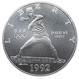 1992 D Olympic Baseball Commemorative Silver Dollar $1 Brilliant Uncirculated US Mint
