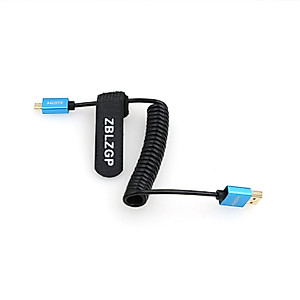 ZBLZGP 8K HDMI to HDMI 2.1 Coiled Cable High Speed Male for PS4 PS5 RTX 3080 eARC HDR Video Cable PC Laptop TV Box (Micro HDMI to HDMI)