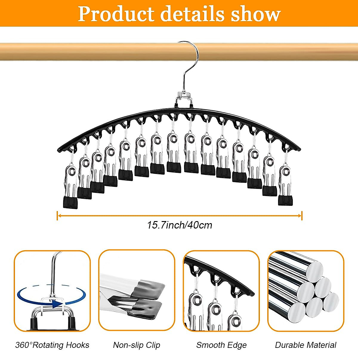 3Pack Legging Organizer for Closet, Metal Yoga Pants Hanger w/Rubber Coated 3 Pack w/15 Clips Hangers Space Saving Closet Organizers and Storage, Black