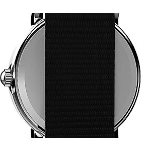 Timex Women's Weekender 31mm Watch – Silver-Tone Case White Dial with Black Fabric Strap