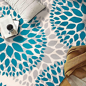 Rugshop Modern Floral Circles Design Easy Cleaning for Living Room,Bedroom,Home office,Kitchen Non Shedding Area Rug 5' x 7' Blue