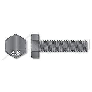 (20 pcs) M20-2.5 X 120mm, DIN 933 / ISO 4017, Metric, Hex Head Cap Screws Bolts, Full Thread, Class 8.8 Steel, Plain
