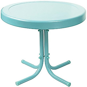 Crosley Furniture Gracie 3-Piece Retro Metal Outdoor Conversation Set with Side Table and 2 Chairs - Caribbean Blue