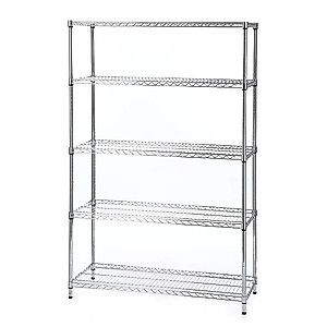 14'' Deep x 48'' Wide x 72'' High 5 Tier Chrome Wire Shelving Unit | NSF Commercial Storage Rack Kit