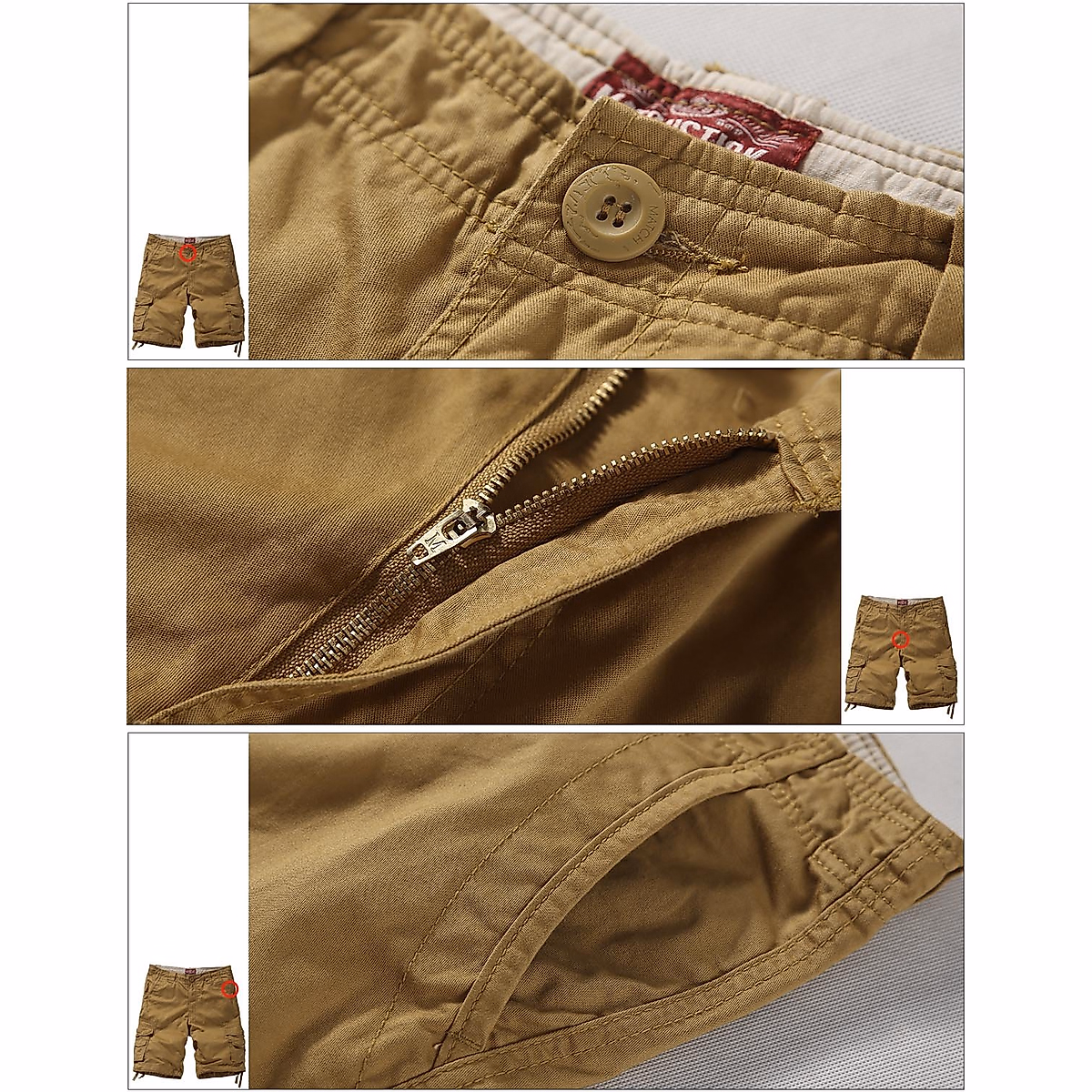 Match Men's Twill Comfort Cargo Short Without Belt #S3612 (Label Size 4XL/40 (US 38), Khaki)