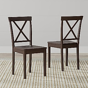 Glenwillow Home 5-PC - Oval Butterfly Leaf Dining Table + X-Back Dining Chairs Dining Set in Dark Walnut