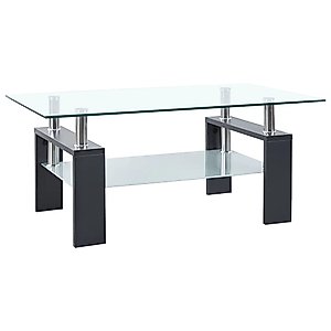 QJBSAVVA Coffee Table Gray and Transparent 37.4"x21.7"x15.7" Tempered Glass,Bedside Tables Side Tables End Tables Entrance Tables Suitable for Meeting Rooms, Reception Rooms, Offices