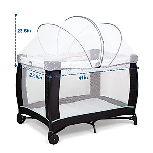 Beberoad Love Pack N Play Tent Cover Playpen Mosquito Net Cover with 2-Way Zipper for Travel Crib/Playard (White)