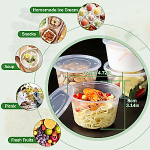 WEWBABY 16 OZ [50 Set] Plastic Deli Food Storage Containers with Leak-Proof Airtight Lids BPA Free Disposable Togo Clear Containers for Soups, Heavy-Duty Ice Cream Microwave Dishwasher Freezer Safe